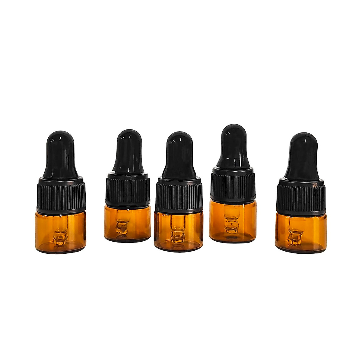 AGENIZ 50PCS Amber Glass Dropper Bottles 1ml Mini Essential Oil Dropper Bottles Glass Vials with Glass Eye Dropper for Travel Sample Vials