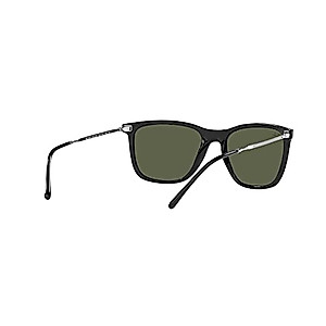 Ray-Ban Rb4344 Square Sunglasses, Black/Green, 56 mm