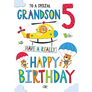 Regal Publishing Juvenile Birthday Card Age 5 Grandson - 9 x 6 inches C80577