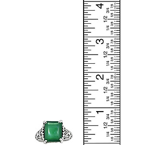 YoTreasure Green Onyx Solid 925 Sterling Silver Filigree Ring Jewelry