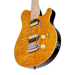 Sterling by Music Man 6 String Solid-Body Electric Guitar, Right, Trans Gold (AX3FM-TGO-M1)
