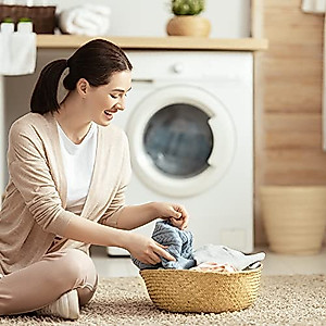 GAIAMADE Set of 2 Woven Seagrass Basket with Handles and Liner for Plant Pot, Belly Basket, Storage Basket, Wicker Baskets, Basket for Plant Baskets Indoor, Natural Seagrass Basket, Size ML
