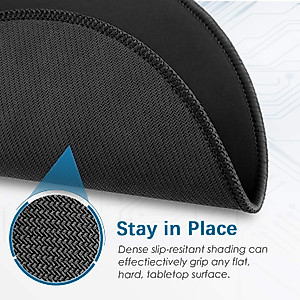 Round Mouse Pad with Stitched Edge Premium-Textured Non-Slip Rubber Base Mouse Mat Mousepad for Office & Home, Black (8.7 x 8.7 x 0.12Inch)