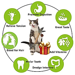 GREMBEB Cat Toys, 4 Pack Silvervine Cat Feather Toy Kitten Chew Stick Catnip Treat with Bell for Cleaning Teeth Indoor Kitty Teaser Wand Molar Snack for Interactive Pet Rabbit Bunny Hamster
