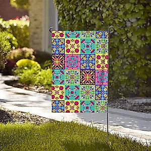 Mexican Talavera Tile Pattern Garden Flag - Vibrant Double Sided Garden Flag - Yard Decorating Flag Garden Flag Decoration - Outdoor Flag Decorator'S Favorite