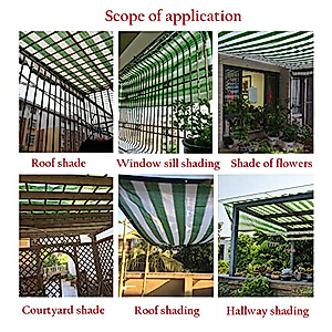 ZYHZJC Shade sail, Sunblock Shade Cloth 90% Sun Shade Sail with Grommets Heat Insulation Breathable Shade Fabric Sun Block for Patio, Garden, Backyard (Color : Green White Stripes, Size : 3x5m)