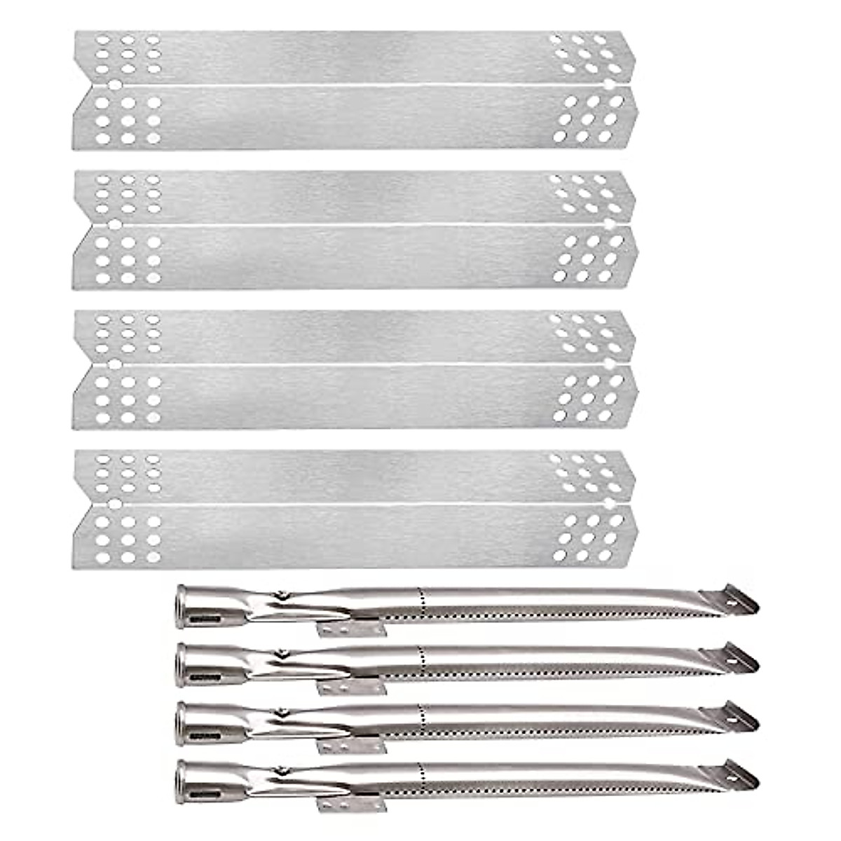 Metal Club Grill Parts Kit for Nexgrill 720-0830H 720-0830D 720-0783E 720-0830A Grills, 4-Pack Stainless Steel Grill Heat Plates Shields & Pipe Burners Replacement