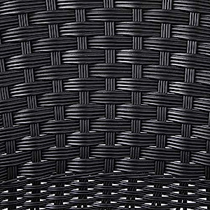 Jeco 3 Piece Rocker Wicker Chair Set, Black