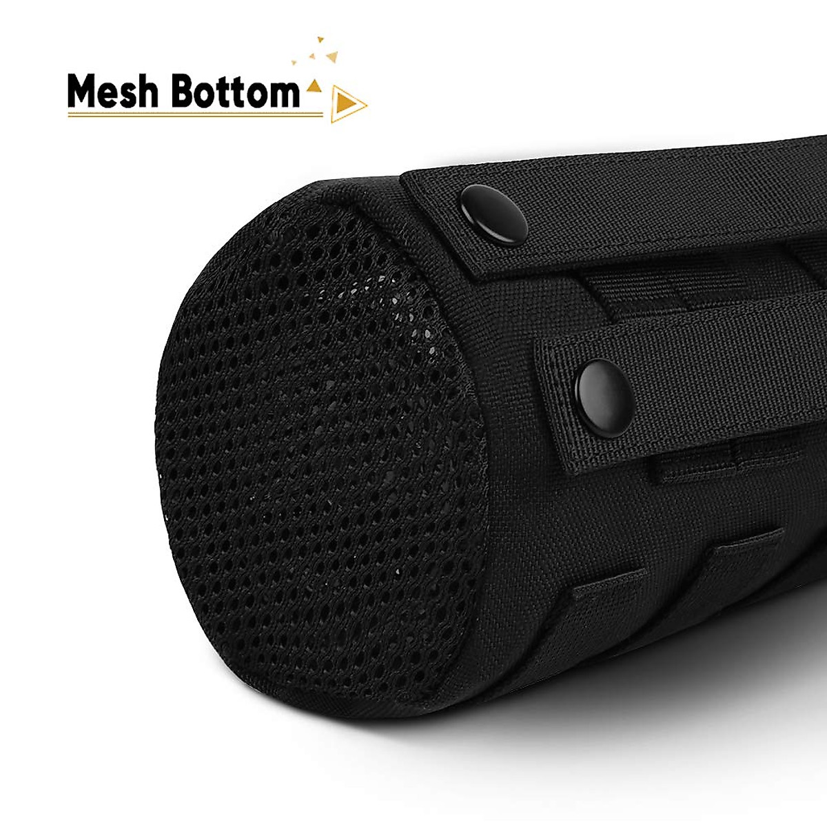 FUNANASUN Tactical Water Bottle Pouch, Drawstring Military H2O Molle Water Bottle Holder Bag Mesh Hydration Carrier Black