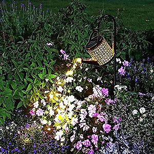 Watering Can with Lights Outdoor Solar Garden LED Light Solar Fairy Lights Decoration Star Shower Garden Art LED Light for Garden Stake Light, for Garden Lawn Patio or Courtyard Decor