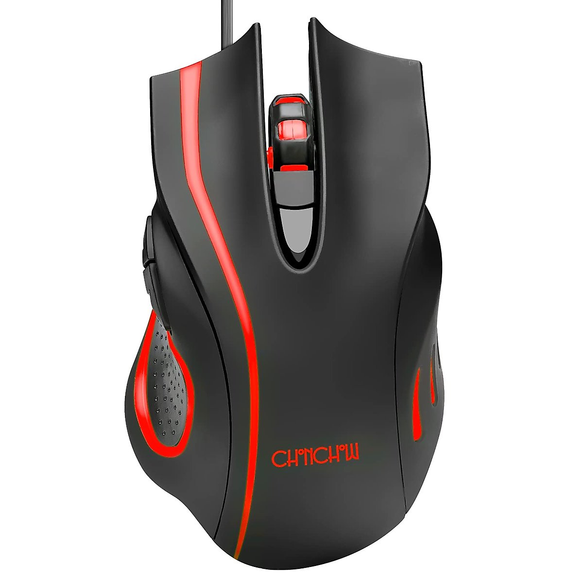 CHONCHOW Gaming Mouse Wired PC Gaming Mice with Backlit 4 Adjustable DPI Up to 7200 and 6 Programmable Buttons Ergonomic Design,USB Optical Computer Mouse for Desktop PC Laptop Gamer & Worker- Black