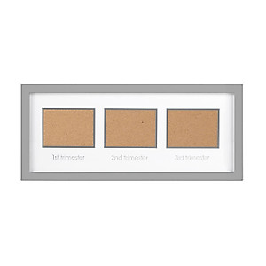 Pearhead Triple Sonogram Picture Frame, Pregnancy Keepsake Photo Frame, Gender-Neutral Baby Nursery Décor, Baby Accessory for New and Expecting Parents, Gray