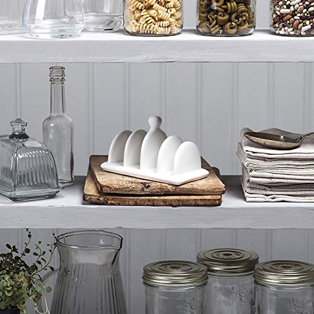 WM Bartleet & Sons 1750 Traditional Porcelain 4 Slot Toast Rack with Carry Handle/Knob– White