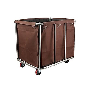 Large Laundry Basket Cart with Wheels 400L Rolling Cart Heavy Duty Linen and Clothes Storage Organization For Hotels or Hospital Laundry(Color : Brown)