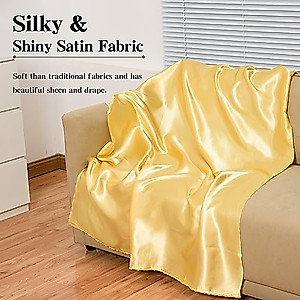 Charmeuse Satin Fabric by The Yard, 60" Wide Gold Bridal Satin Fabric, Soft Silky Satin Fabric Charmeuse Cloth Fabric for Bridal Dress, Apparel, Wedding Decorations, DIY Crafts, Sewing(1 Yard)