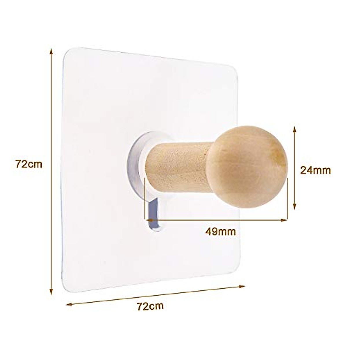 Creative-Idea 10 Pack Adhesive Hooks Wooden Hat Hooks Storage Wall Mounted Coat Hanging Hook Towel Keys Door Wardrobe Closet Kitchen Bathroom