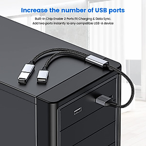 MOGOOD USB Splitter Cable USB y Splitter Adapter Dual USB 2.0 Power Cord Extension for Charging/Data Transfer/Laptop/Mac/Car