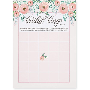 Juvale Set of 5 Bridal Shower Games for 50 Guests, Wedding and Engagement Party Activities, Pink Floral Design