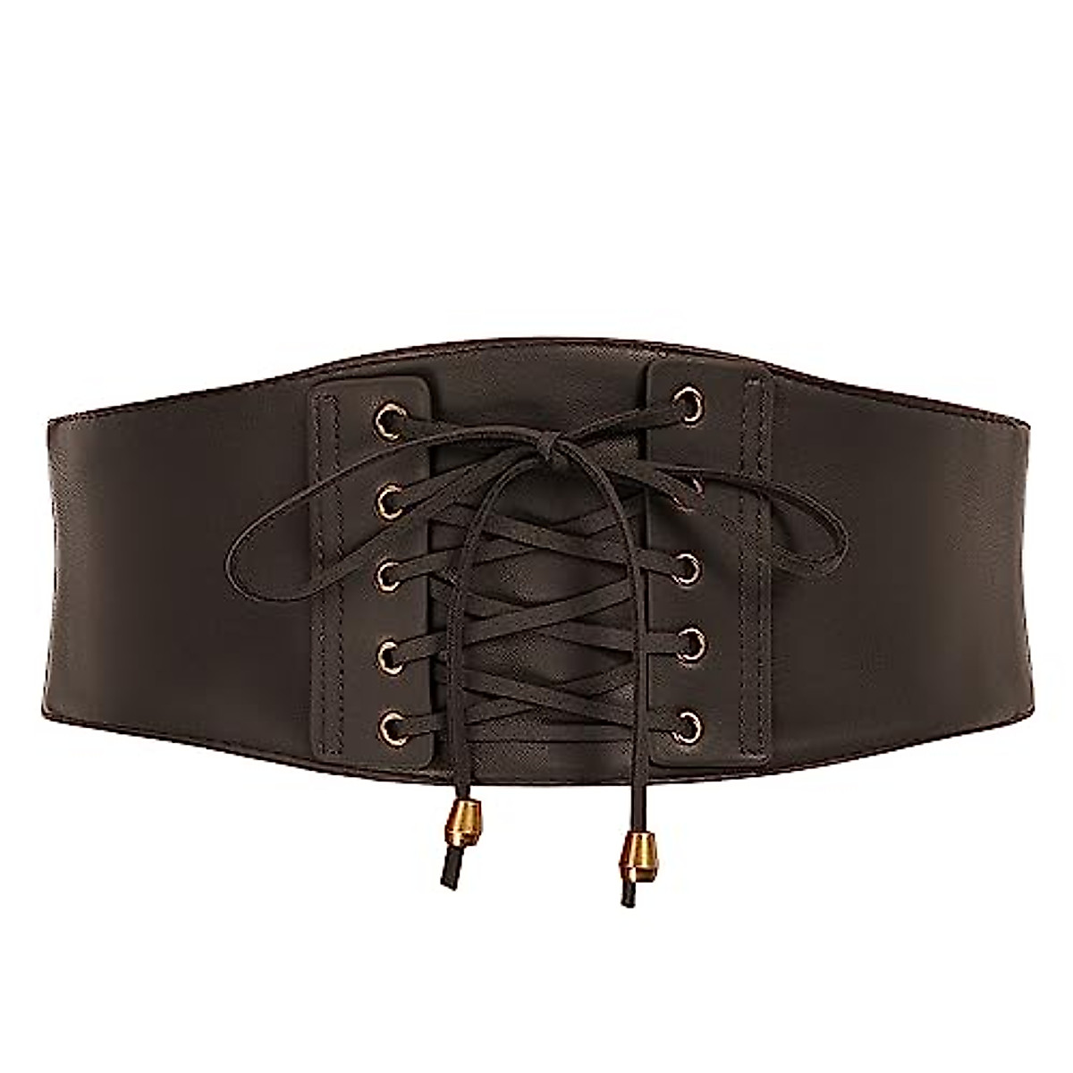 Women's Cinch Belt Tied Corset Elastic Waist Belt for Steampunk Parties Dark Brown Medium