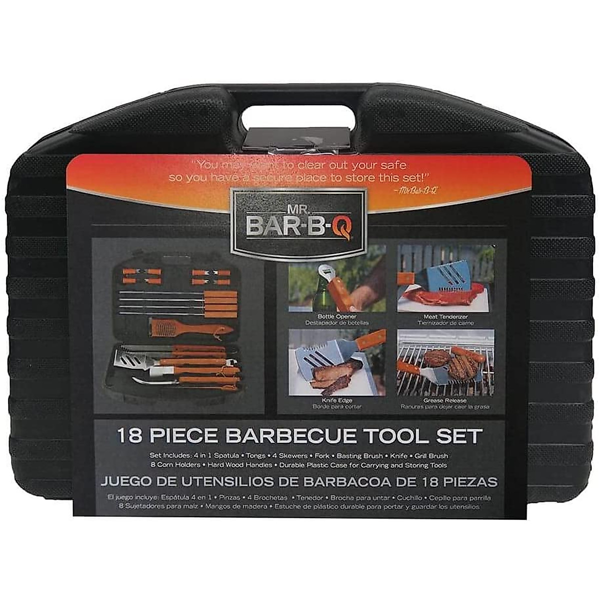 Mr. Bar-B-Q Deluxe BBQ Tool Set | All in One BBQ Tool Set | Premium Hard-Shell Case | Contains 18 Stainless Steel BBQ Grilling Tools | BBQ Tools Set for Men