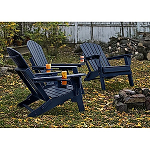 FUNBERRY Plastic Adirondack Chairs,Folding Adirondack Chairs,Adjustable Backrest Adirondack Chair,Fire Pit Chairs,Resin Adirondack Chairs with Cup Holder,Composite Adirondack Chairs