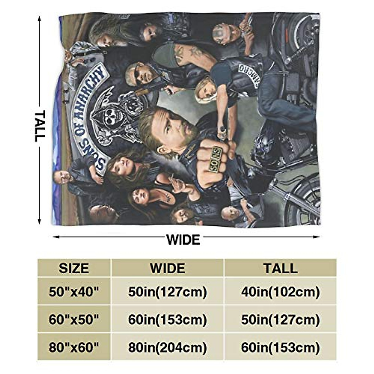 SKEGVINRE Sons of Anarchy Blanket Flannel Throw Blanket Soft Lightweight Winter Fuzzy Bed Blanket for Couch Sofa Bedroom 50"x40"