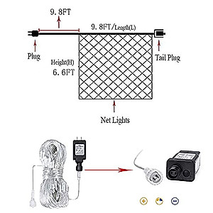 LEYOYO LED Net Lights Outdoor Mesh Lights, 8 Modes 200 Led 6.6ft x 9.8ft Christmas Net Lights for Bedroom, Christmas Trees, Bushes, Wedding, Garden, Outdoor Decorations (Warm White)