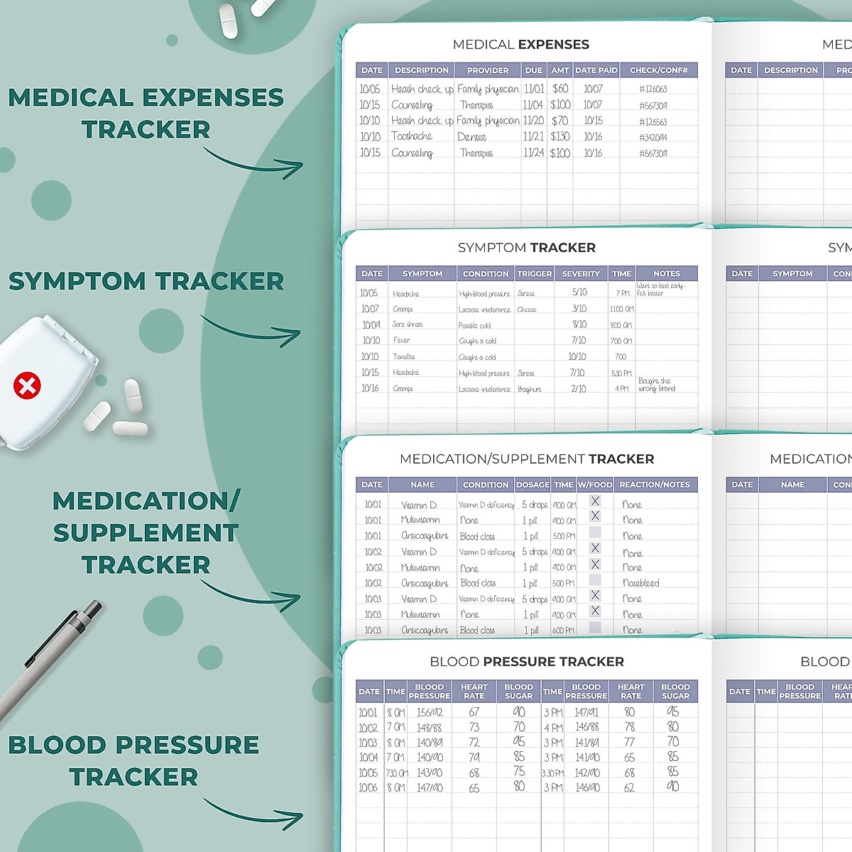 Clever Fox Compact A5 Medical Planner 12-Month – Medical Notebook, Health Diary, Wellness Journal & Logbook to Track Health – Self-Care Medical Journal – 12 Months, Undated (Light Turquoise)