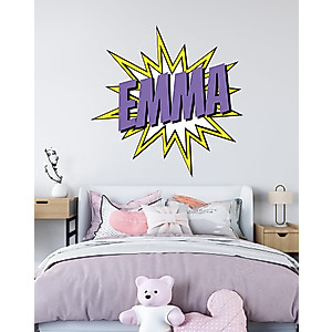CuteDecals Custom Comic Name Wall Decal - Personalized Comic Name Wall Art Decal - Superheroes Nursery Wall Decor - Wall Decal for Nursery Bedroom Decoration (Small Wide 16''x15'' Height)