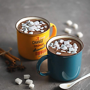 LIFVER 18 oz Coffee Mugs Set of 4, Large Ceramic Soup Mugs for Coffee, Tea, Retro Style Funny Coffee Mugs with Saying, Housewarming Christmas Gifts, White Elephant Gifts for Adults