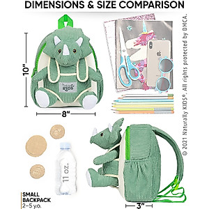 Naturally KIDS Green Dinosaur Toys for Girls, Triceratops Toy, Dinosaur Gifts for 2 3 Year Old Girls, Toddler Backpack