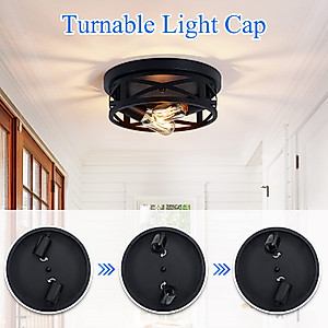 SKEJAO Flush Mount Ceiling Light Fixture,Black 2-Light Hallway Light Fixtures Ceiling,Light Fixtures Ceiling Mount for Farmhouse,Kitchen,Hall (2 Pack)