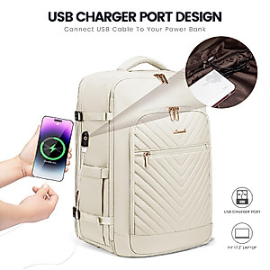 LOVEVOOK Travel Backpack,Carry On Backpack Flight Approved with Toiletry Bag,Expandable Large Laptop Backpack Women Waterproof Backpack Fit 17.3 Inch with USB Charging Port Shoes Compartment