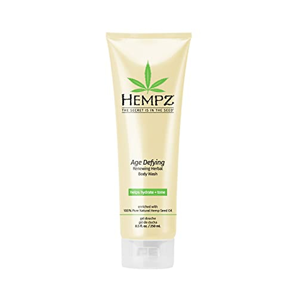 Hempz Age Defying Renewing Herbal Body Wash, 8.5 oz., with Shea Butter, Ginseng - Anti-Aging, Fragranced Shower Gel with Pure Hemp Seed Oil, Algae for Sensitive Skin - Premium Personal Care Products
