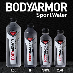BODYARMOR SportWater Alkaline Water, Superior Hydration, High Alkaline Water pH 9+, Electrolytes, Perfect for your Active Lifestyle, 1 Liter (Pack of 6)