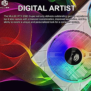 Mllse RTX 2060 Super Graphics Card, RGB 8GB GDDR6 256bit, PCIe 3.0×16, DisplayPort, HDMI, DVI，Dual Fan Cooling System, Video Gaming Card for Destop PC (RTX 2060 Super - RGB)