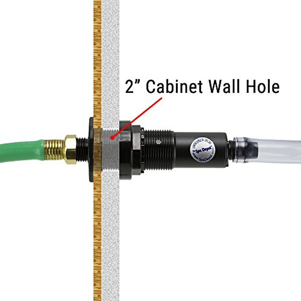 Hot Tub Spa Drain Valve - Cabinet Exterior Flush Mount - Attaches to Garden Hose