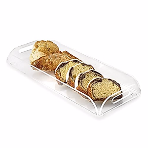 Huang Acrylic Clear Rectangle Serving Food Tray, Appetizer Tray for Parties, Holidays, Family Dinner, 6x15 inches