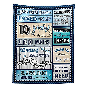 10 Year Old Boy Birthday Gift, Super Soft and Warm Happy Birthday Blanket, Digital Heartwarming Sentences Creative Design Ideal Gifts for 10th, 50"x60"