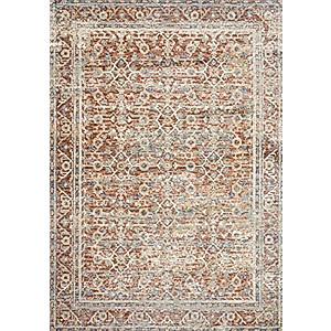 Loloi Revere Collection Area Rug, 7'10" X 7'10" Round, Terracotta/Multi