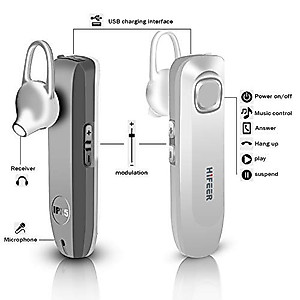 Bluetooth Headset for Cell Phones, V5.0 Wireless Bluetooth Earpiece for iPhone, Android, Samsung, IPX5 Waterproof 16 Hrs Talking Hands Free Earphone with Noise Cancelling Mic for Outdoor/Business