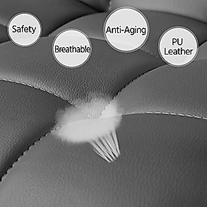 Yaheetech PU Leather Office Chair Mid-Back Task Ergonmic Chair with Swivel Wheels Height Adjustable, Grey