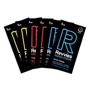 Revvies Energy Strips | 30 Strips | Instant Boost | Suitable Pro Athletes | 40mg Caffeine Strip | Vegan | Sugar-Free | 6 x 5PK |