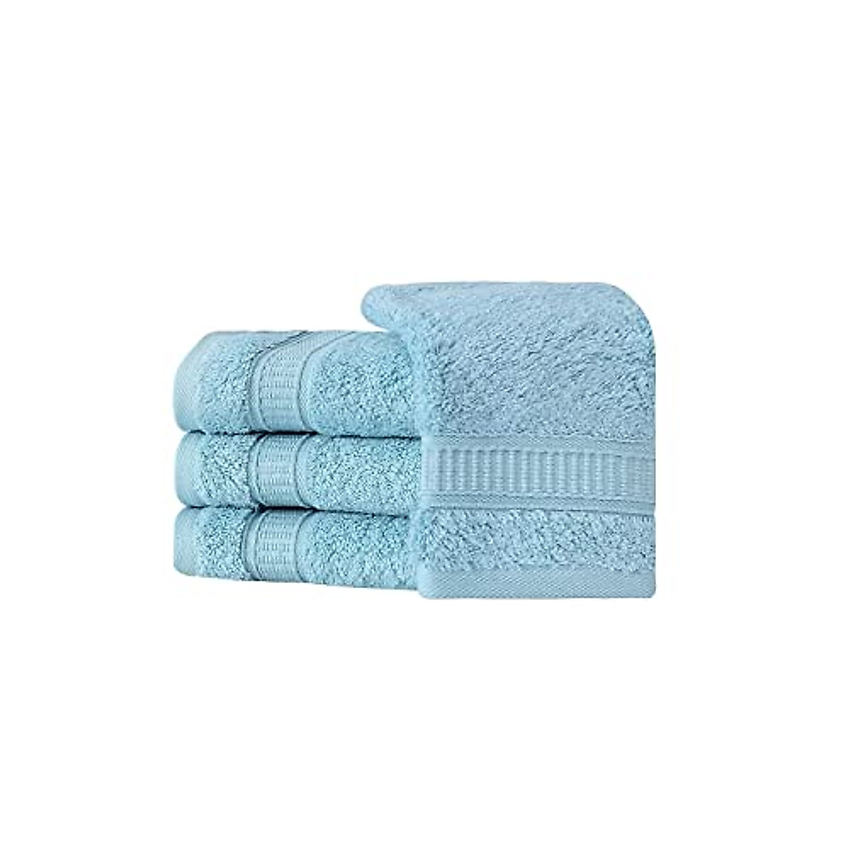 4 Piece 13” × 13” Soft Turkish Cotton Washcloths for Bathroom, Kitchen, Hotel, Spa, Gym & College Dorm | Absorbent and Super Soft Washcloth Set for Body & Face, Baby and Adults - Aqua