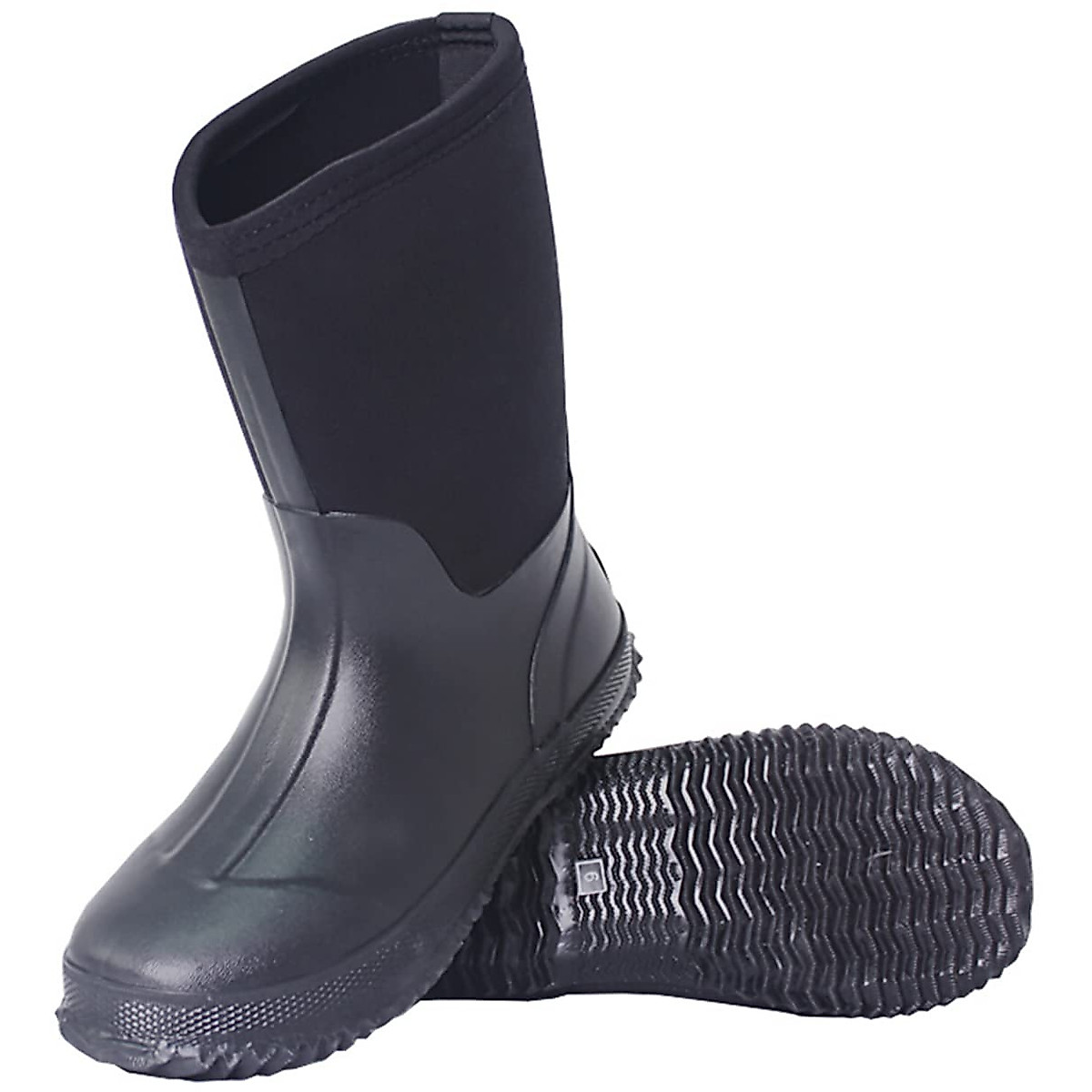 TENGTA Men's Waterproof Fishing Hunting Boots Durable Insulated Rubber Neoprene Rain Boots Womens Winter Snow Work Shoes Black 12