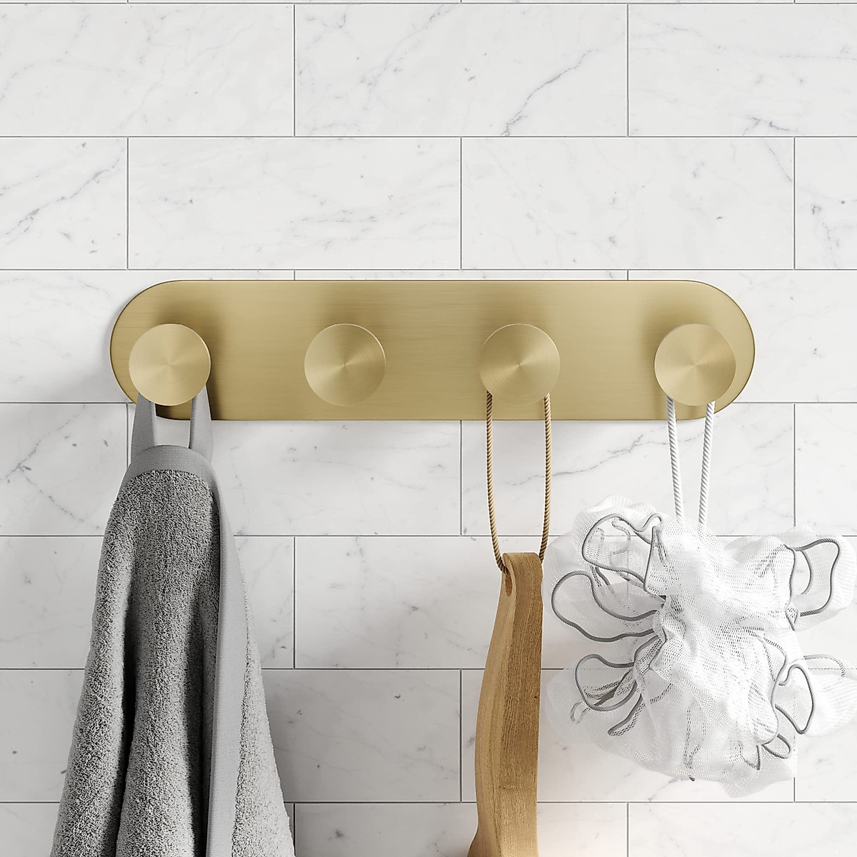KRAUS Elie Bathroom Robe and Towel Rack with 4 Hooks in Brushed Gold, KEA-18804BG