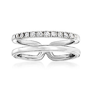 RS Pure by Ross-Simons 0.25 ct. t.w. Diamond Open-Space Double-Band Ring in Sterling Silver. Size 8