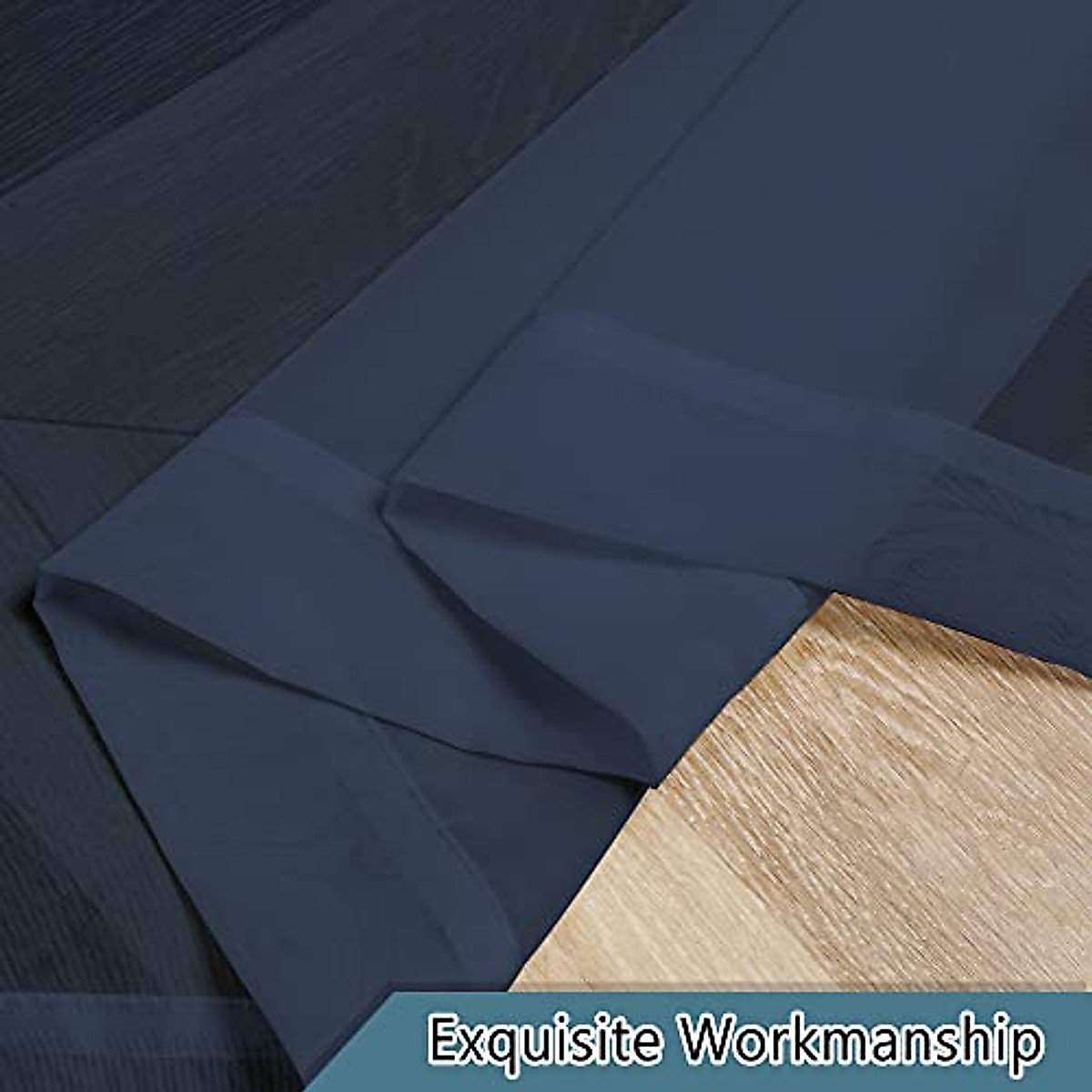 Lecloud Window Treatment Sheer Curtains 120 Inches Long, Basic Rod Pocket Drapes for Living Room Bedroom, Semi Sheer Voile Curtain Panels for Yard Patio Villa Parlor Backdrop, 40" Wx120 L, Navy Blue