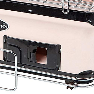 Fire Sense 60450 Yakatori Internal Grates Charcoal Chrome Cooking Grill Japanese Table BBQ Handmade Using Clay Adjustable Ventilation For Outdoor Barbecues Camping Traveling - Large - Tan