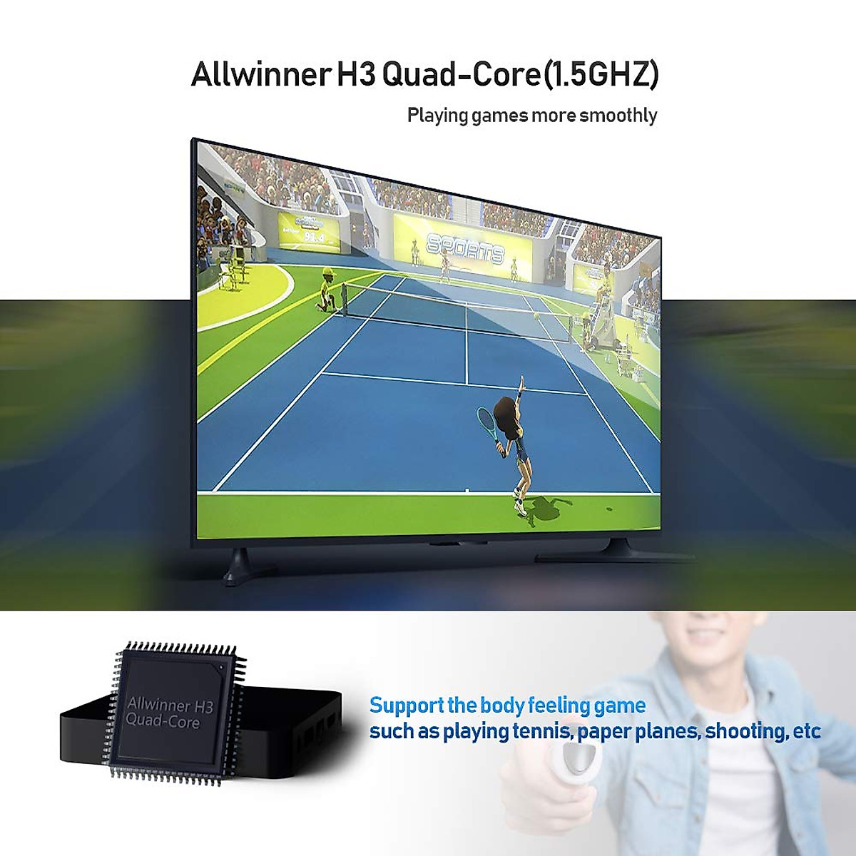 Android 10.0 TV Box, TUREWELL Android Box Super 2GB RAM 16GB ROM Allwinner H3 Quad-Core Media Player Support 2.4GHz WiFi, 3D 4K H.265 Smart TV Box